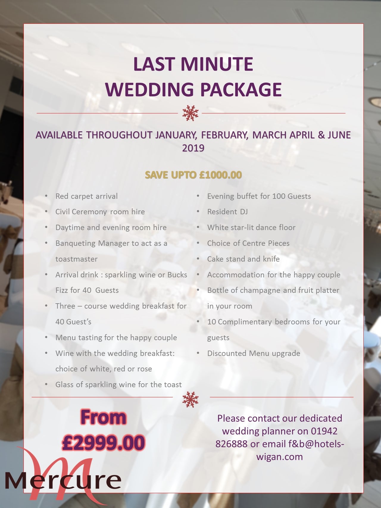 Wedding Packages Mercure Wigan Oak Hotel Wedding Packages Mercure Wigan Oak Hotel